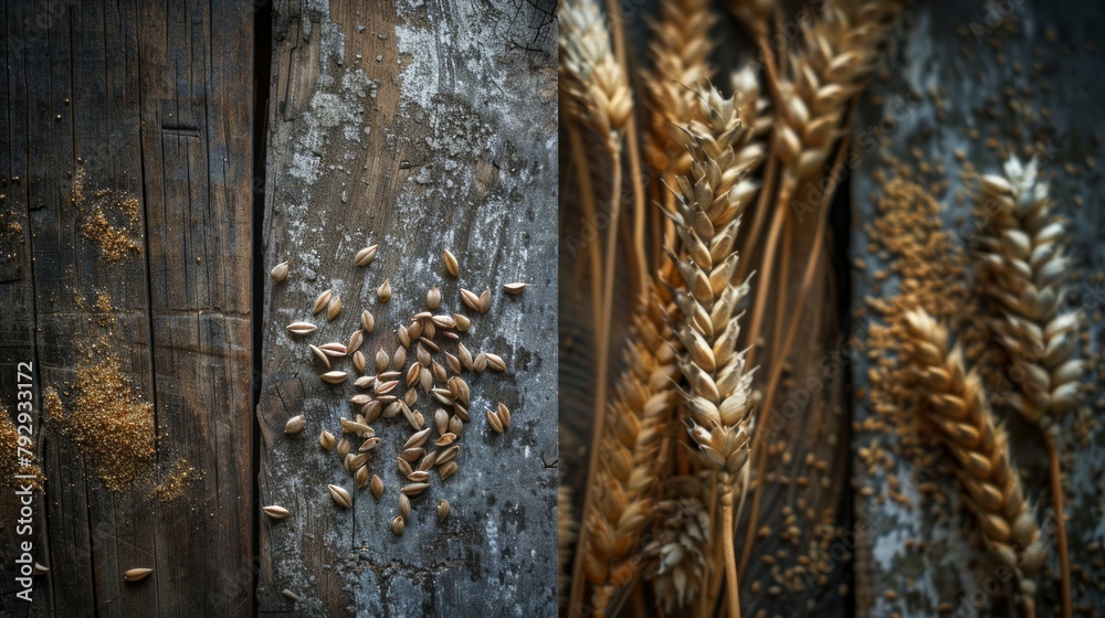 Detailed close-ups of wheat grain, showcasing its golden texture and ...