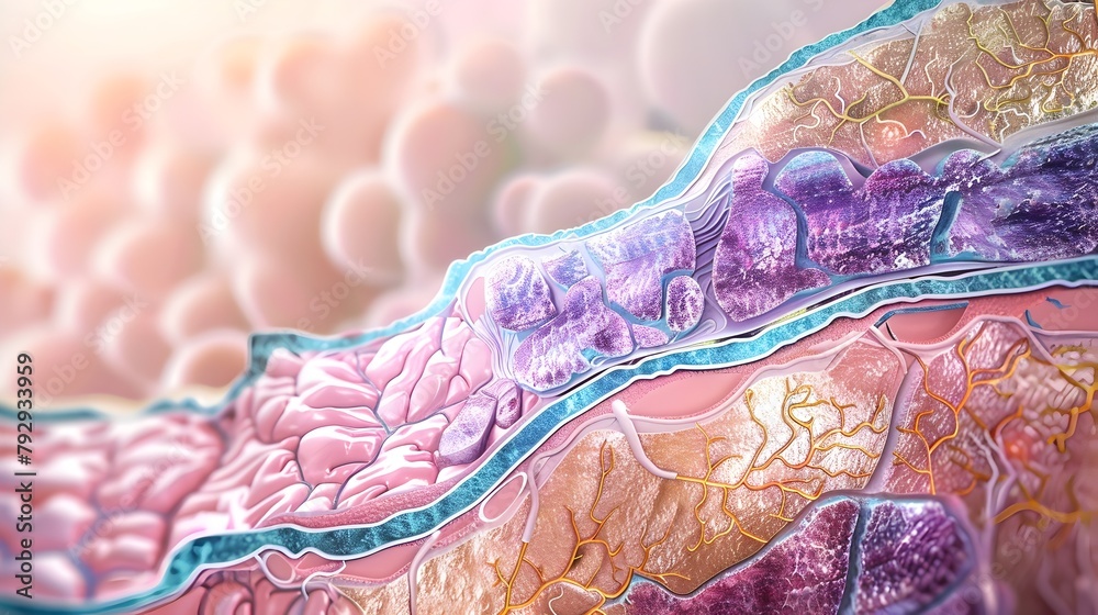 Healthy Skin Anatomy Illustrated: A Vibrant Cross-Section View of the ...