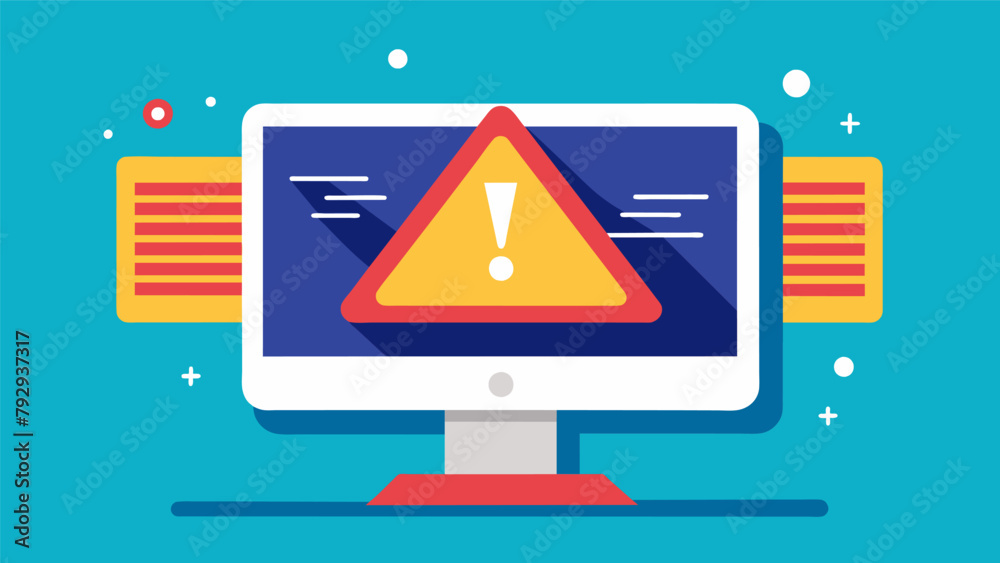 A warning message flashing on a computer screen indicating a failed ...