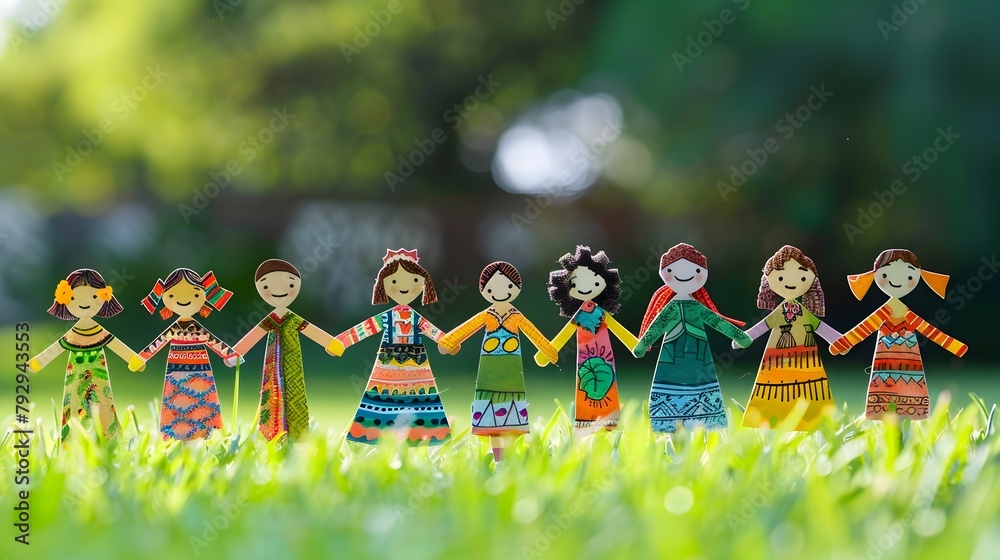 Paper Dolls from Diverse Cultural Backgrounds Holding Hands in Unity ...