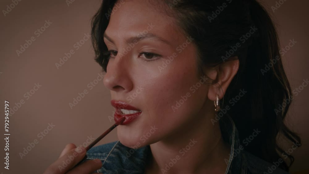 Beautiful Attractive Woman Sitting On Sofa Flirting Posing And