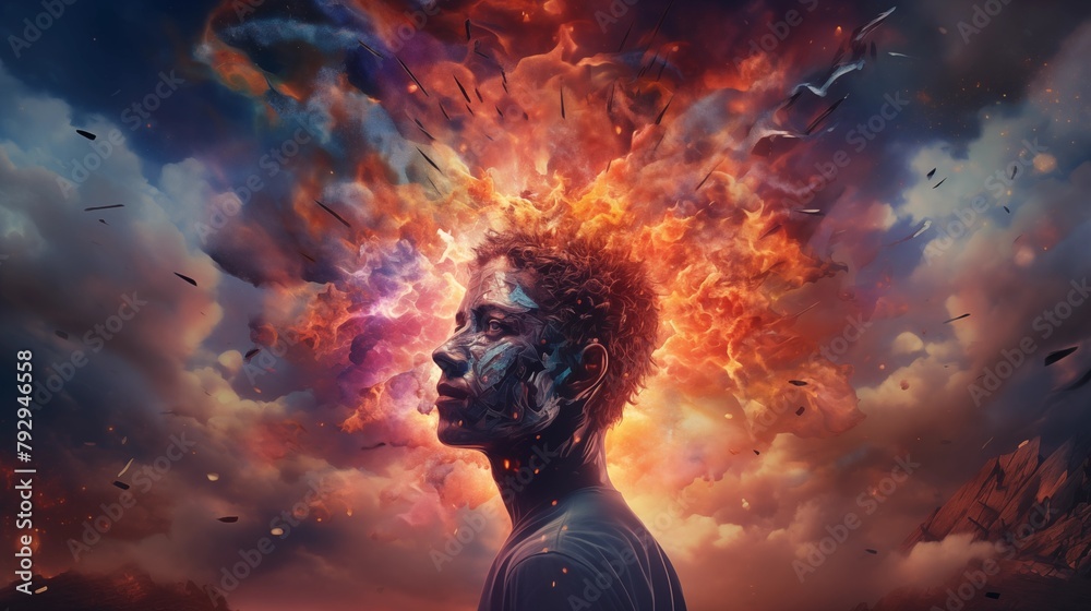 illustration of annual collective mind concept art, exploding mind ...