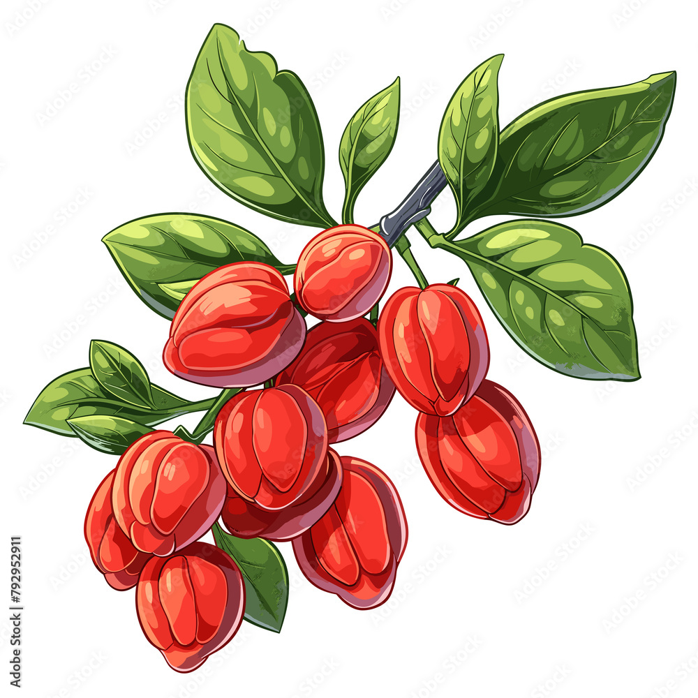 Himalayan Goji Berry Flat Colors Cartoon, Isolated Transparent ...