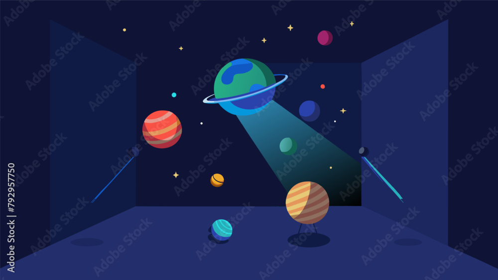 A mini planetarium set up in the corner projecting an immersive view of ...