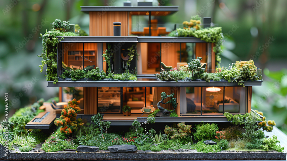 miniature, sustainable, home, green roof, eco-friendly, architecture ...