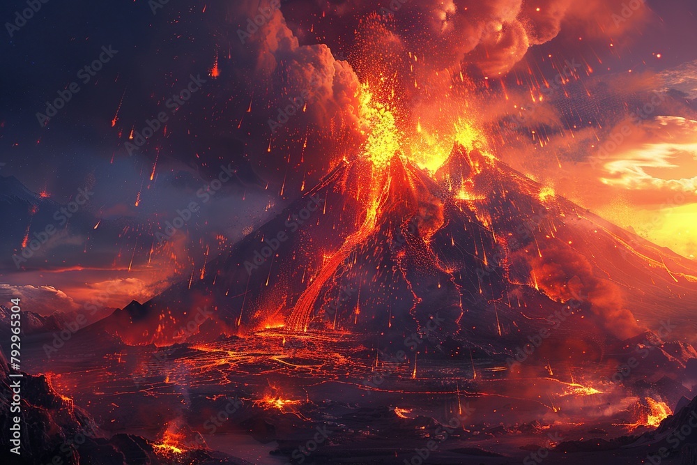 Experience the awe-inspiring sight of an erupting volcano captured from ...