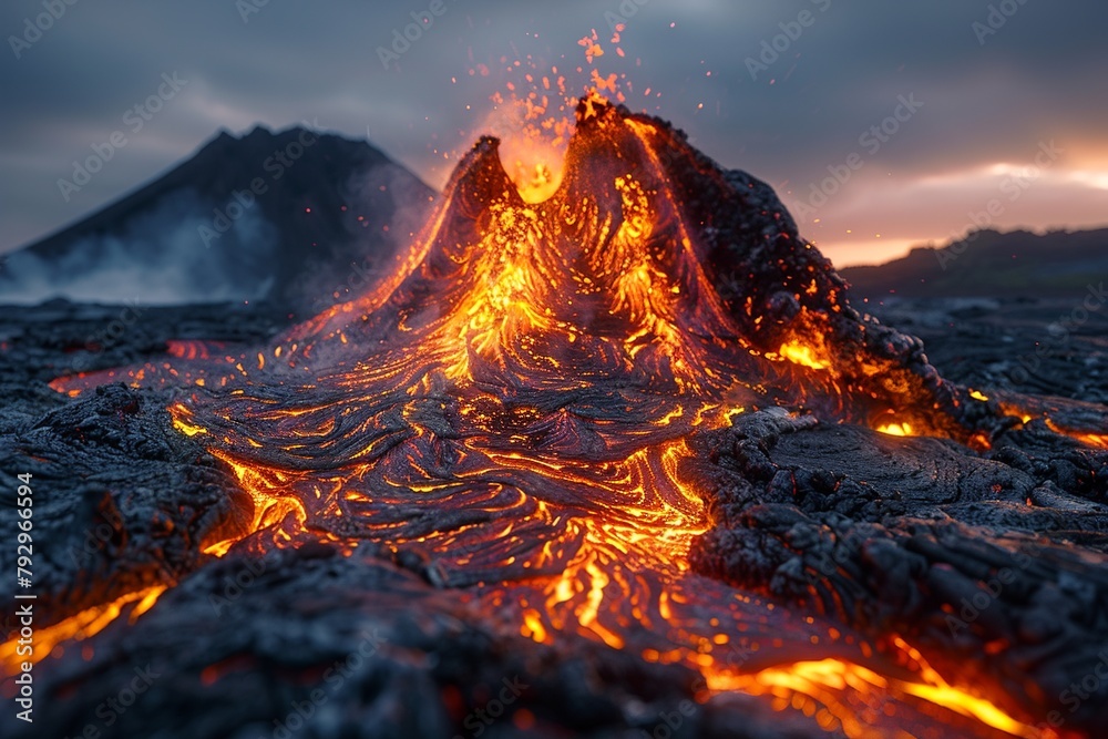 Experience the awe-inspiring sight of an erupting volcano captured from ...