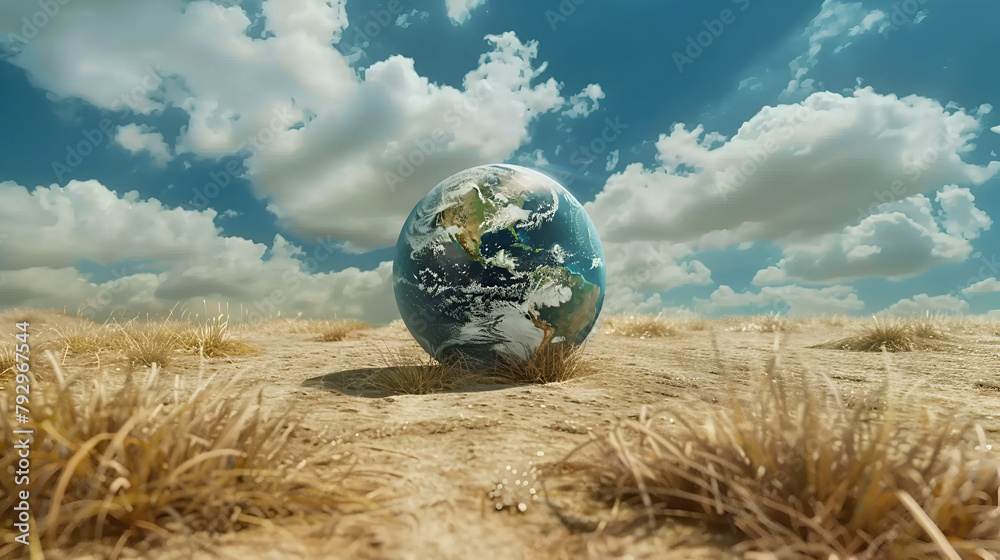 planeta tierra sobre un campo de tierra seca sin agua problema mundial ...