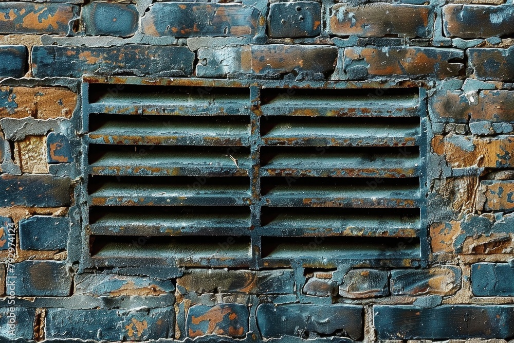 Textured brick wall serves as the canvas for the placement of air vents ...