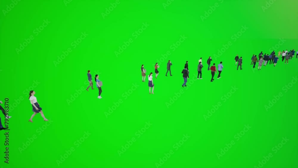 3D animation of a group of people walking in the famous streets ...