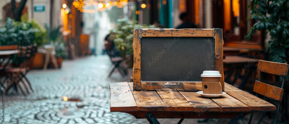 Empty wall sign board mockup at the city street. Template, banner for ...