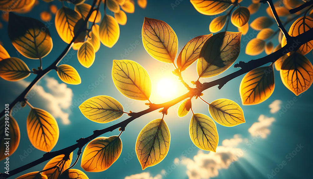 Solar Whisper Radiant sunlight filters through a canopy of translucent ...