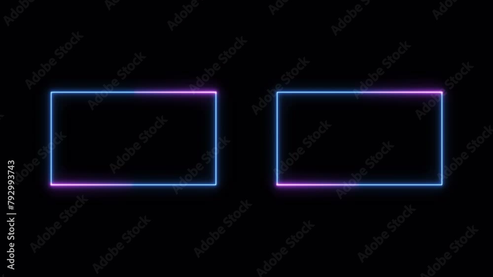Neon looped light frame for game streaming video on a transparent ...