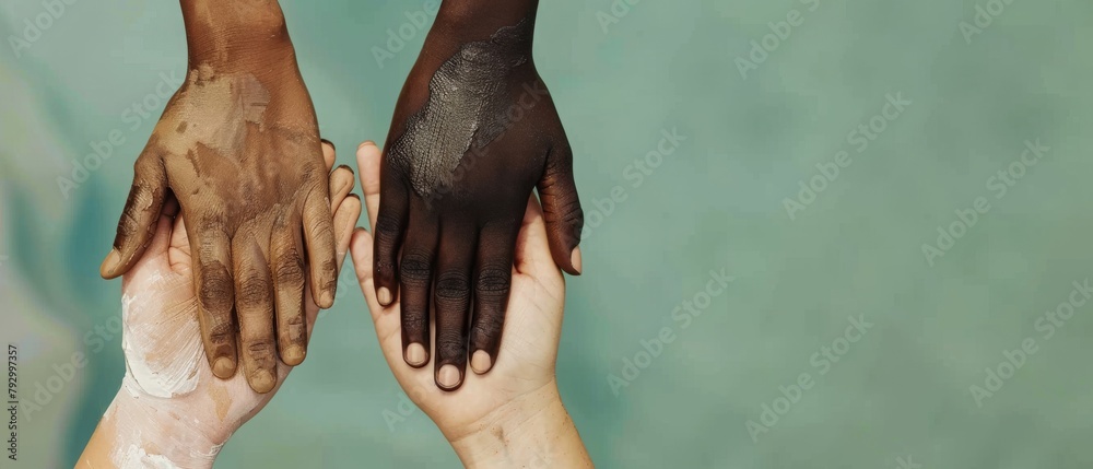 .equal rights. Respect social unity. African and caucasian hands ...