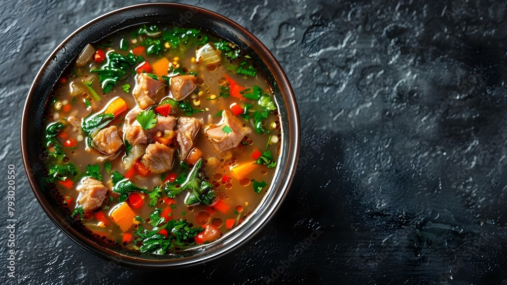 Sinigang na Baboy: A Traditional Filipino Pork Meat Soup on Dark Slate ...