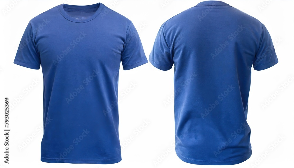 Blue t shirt front and back view, isolated on white background. Ready ...