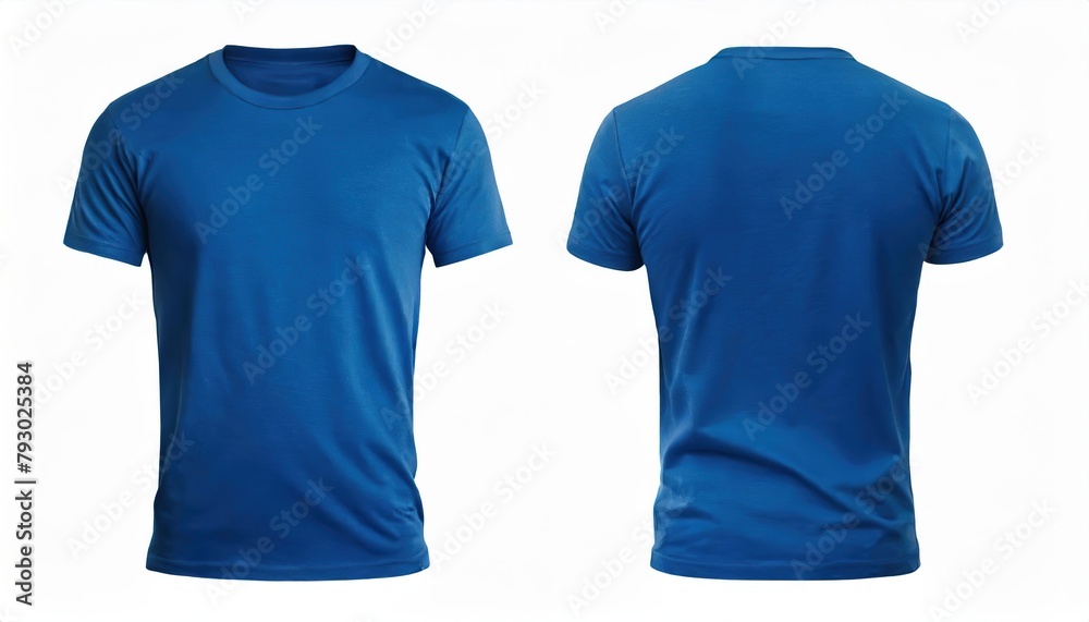 Blue t shirt front and back view, isolated on white background. Ready ...