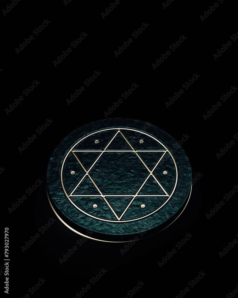 Seal of Solomon inscribed magic ring brass iron king Solomon's ring ...