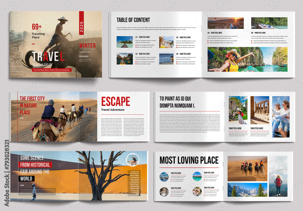 Travel Magazine Template Landscape Stock Template | Adobe Stock