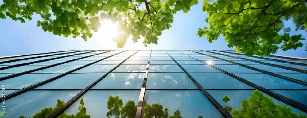 Sustainable green building. Eco-friendly building. Sustainable glass ...
