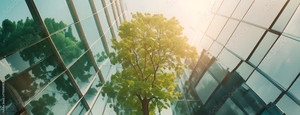 Sustainable green building. Eco-friendly building. Sustainable glass ...