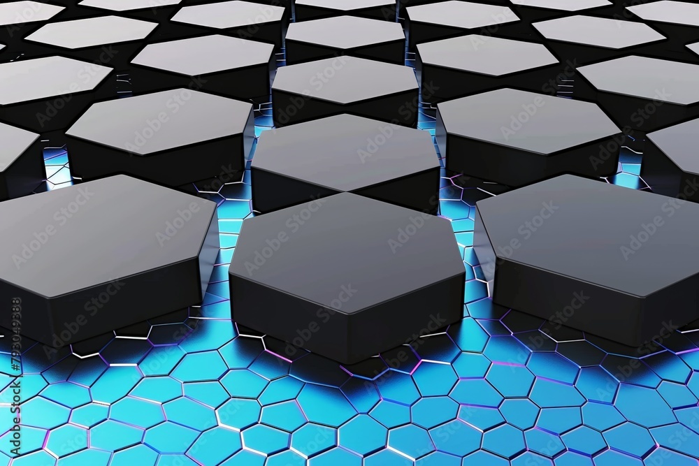 Blue hexagonal abstract background. Geometric simple objects. Hexagonal ...