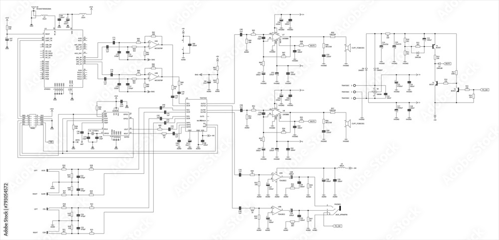 Schematic diagram of electronic device. Vector drawing electrical ...