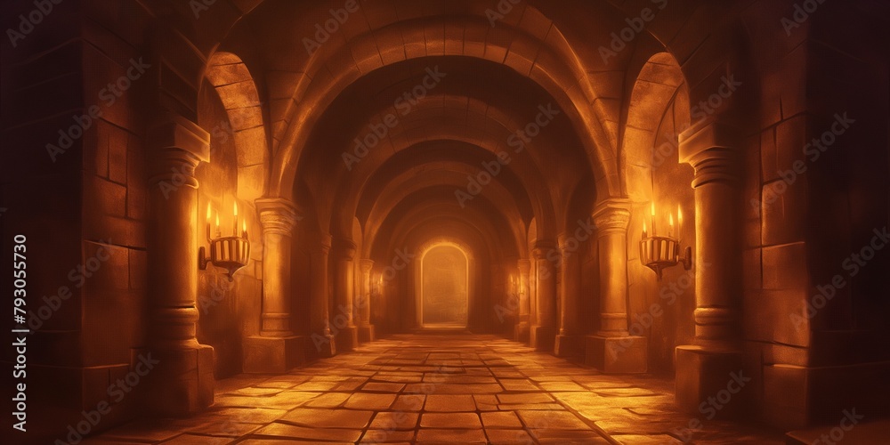 Dark dungeon backgrounds, long scary medieval castle corridor with ...