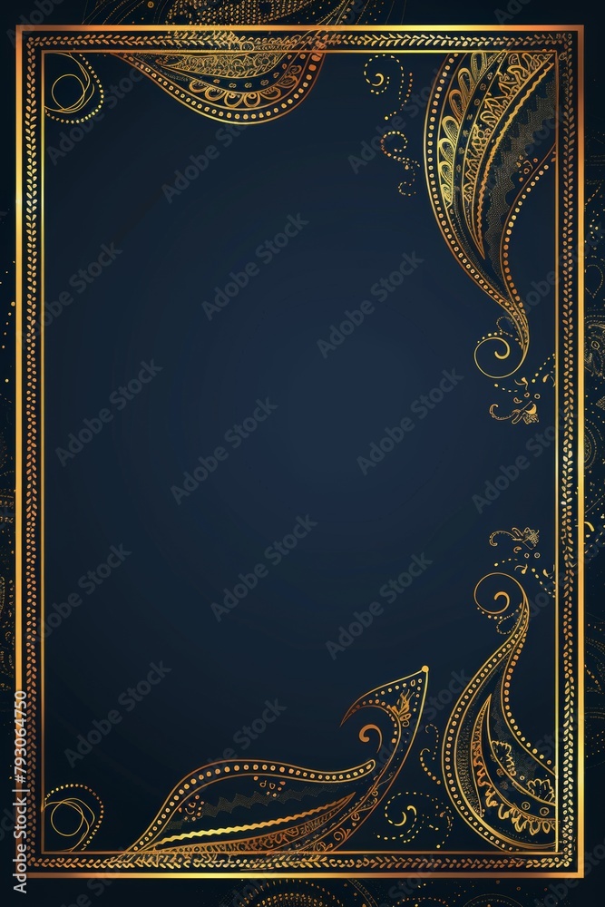 Blue and Gold Background With Gold Border Stock Illustration | Adobe Stock
