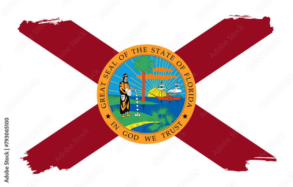 Florida state flag with paint brush strokes grunge texture design ...