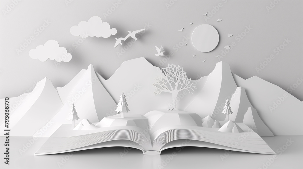 Mock-up of blank pages of an open notebook with copy-space for text ...