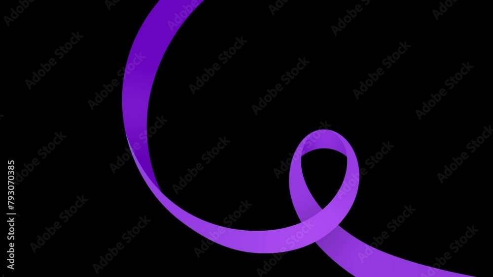 Purple awareness cancer ribbon animation on transparent background ...