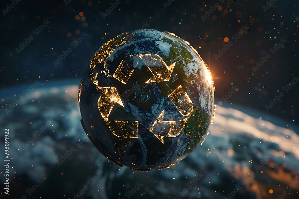 An Earth image with a recycling symbol superimposed, emphasizing ...
