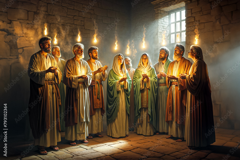 Pentecost Flames: Holy Spirit Descends - Acts of Apostles Stock Photo ...