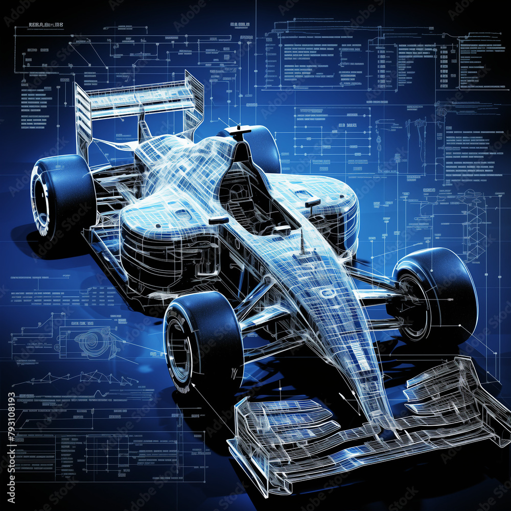 rennauto, rennwagen, motorsport, f1 , formel 1, eins, blaupause ...