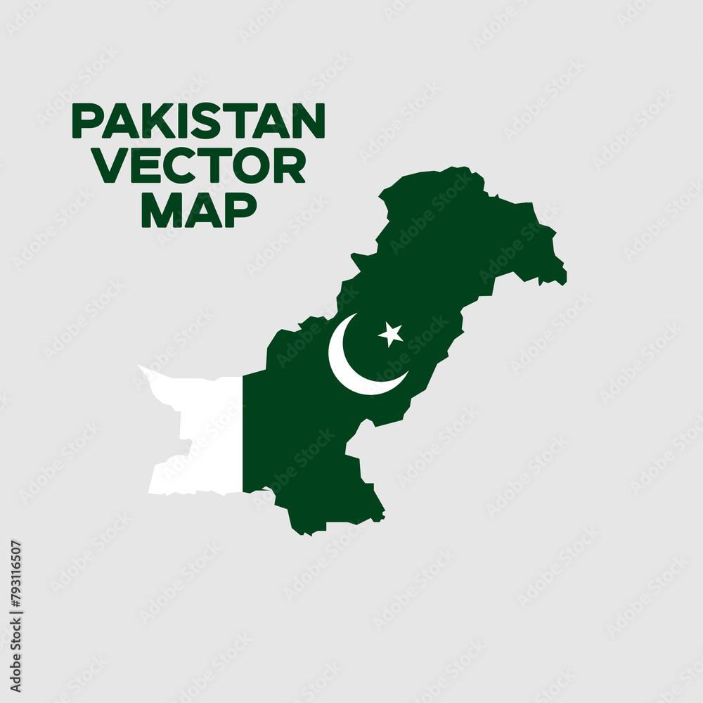 Vector Illustration of Pakistan Map including Kashmir region with flag ...