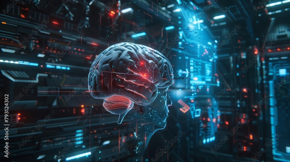 Design a futuristic interface that merges seamlessly with the human ...