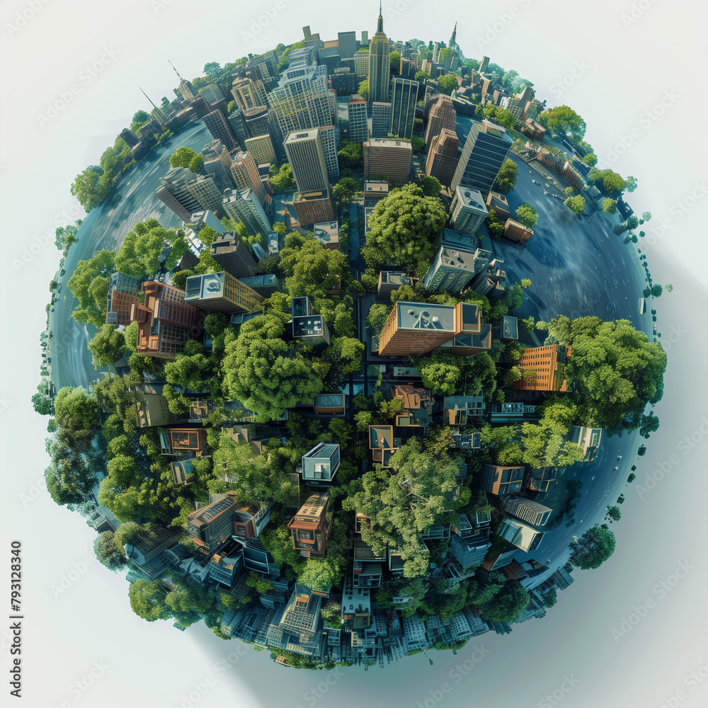 Global Sustainability, development. Planet Earth. Industrial vs Nature ...