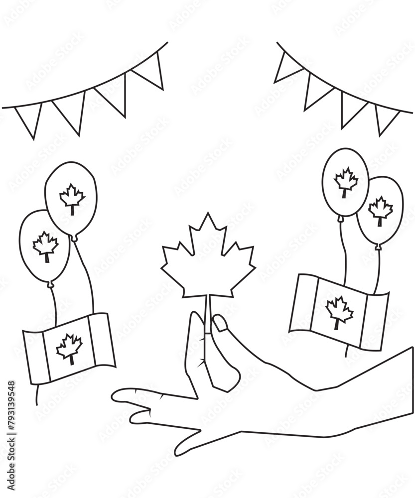 Canadian flag coloring page illustration / Canada symbol coloring page ...