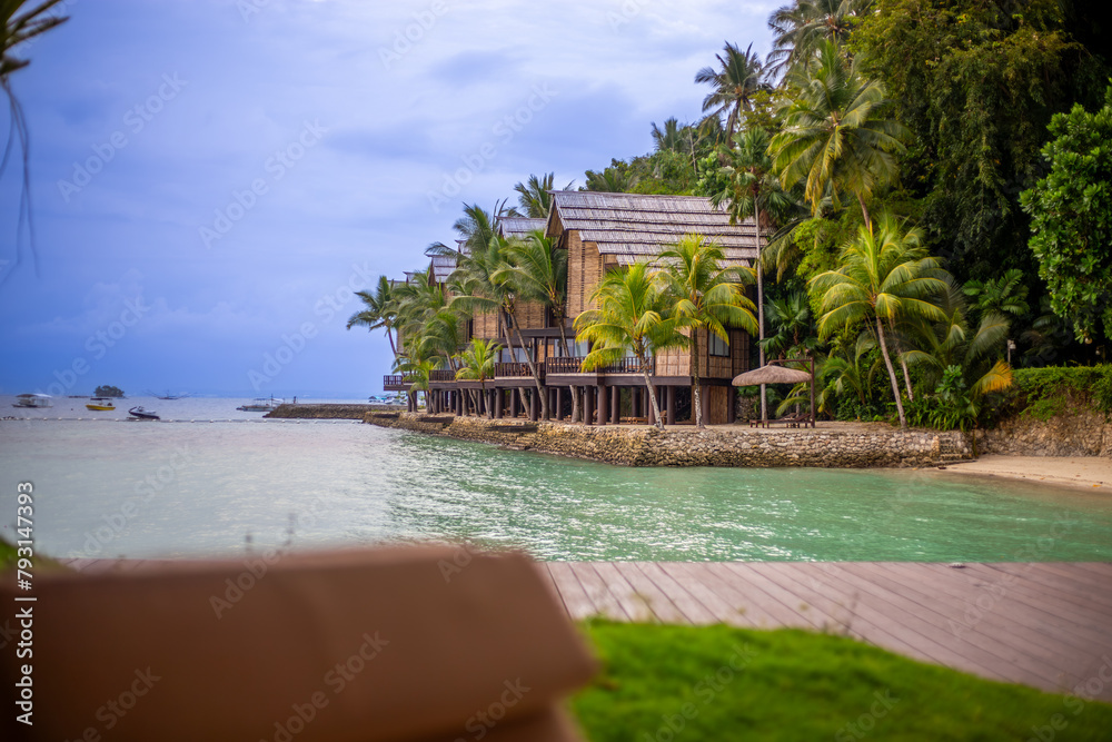 Beautiful cottages in a beach Resort in the Philippines in South East ...