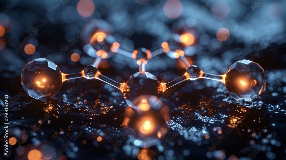 Conceptual illustration of a water molecule structure in low polygons ...