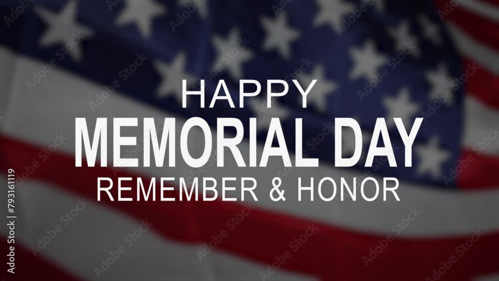 Memorial day animation. Waving flag. Happy memorial day. Flag USA ...