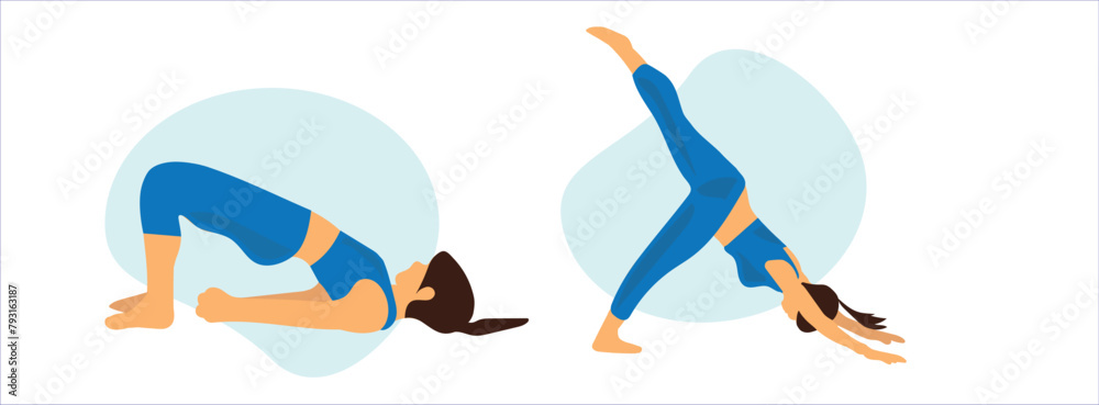 Yoga poses vector illustration. Yoga poses vector set. Hand drawing ...