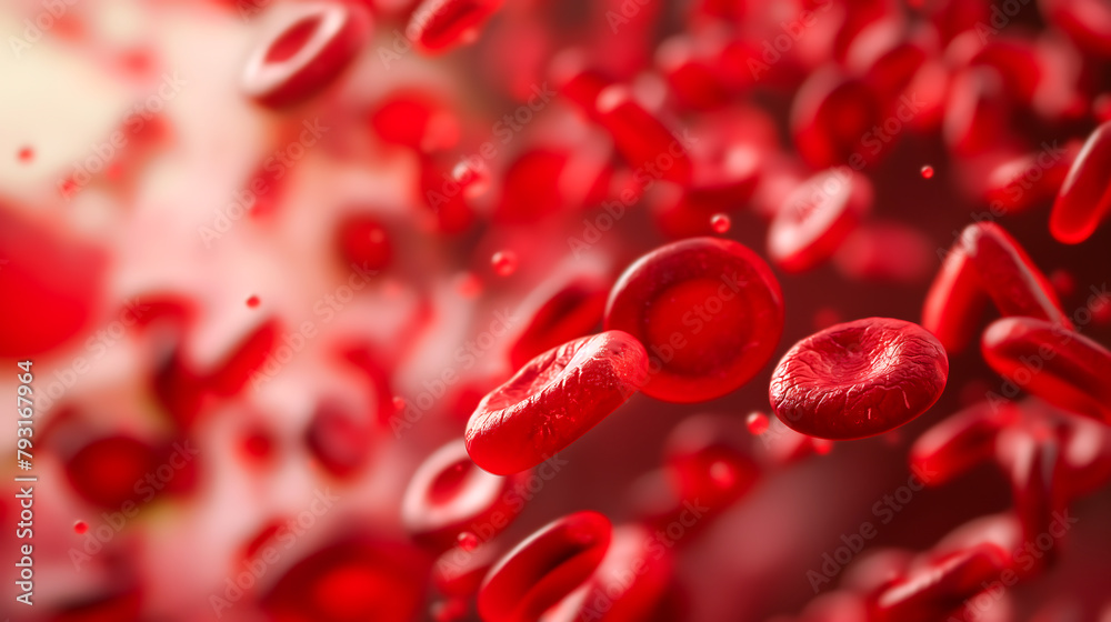 Red blood cells flowing in a vessel, 3D illustration, Red blood cells ...