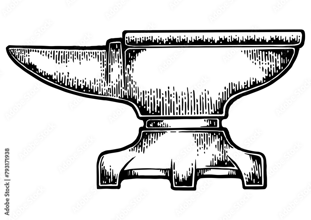 Blacksmith anvil sketch engraving PNG illustration. Scratch board style ...