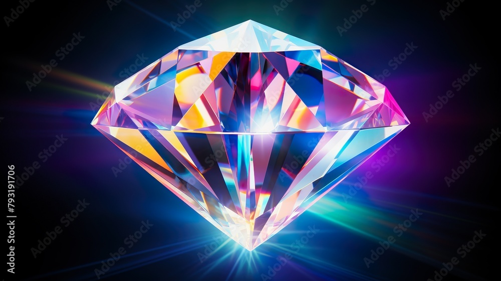 This image captures a resplendent diamond with light refracting through ...