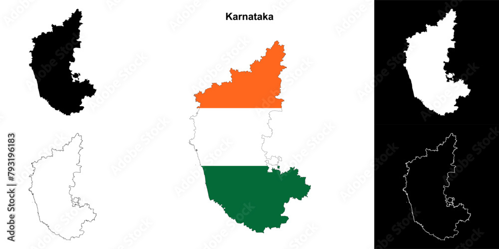 Karnataka state outline map set Stock Vector | Adobe Stock