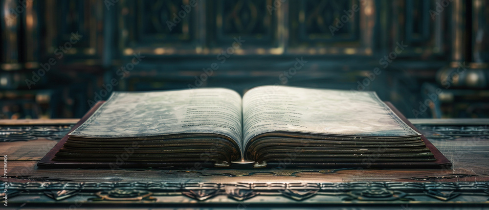 Ancient gothic book with blank pages, magic medieval codex, historical ...