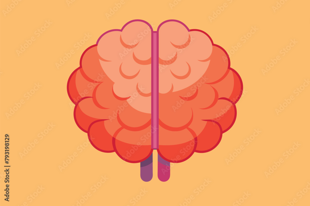 A cartoon illustration of a brain against a bright yellow backdrop ...