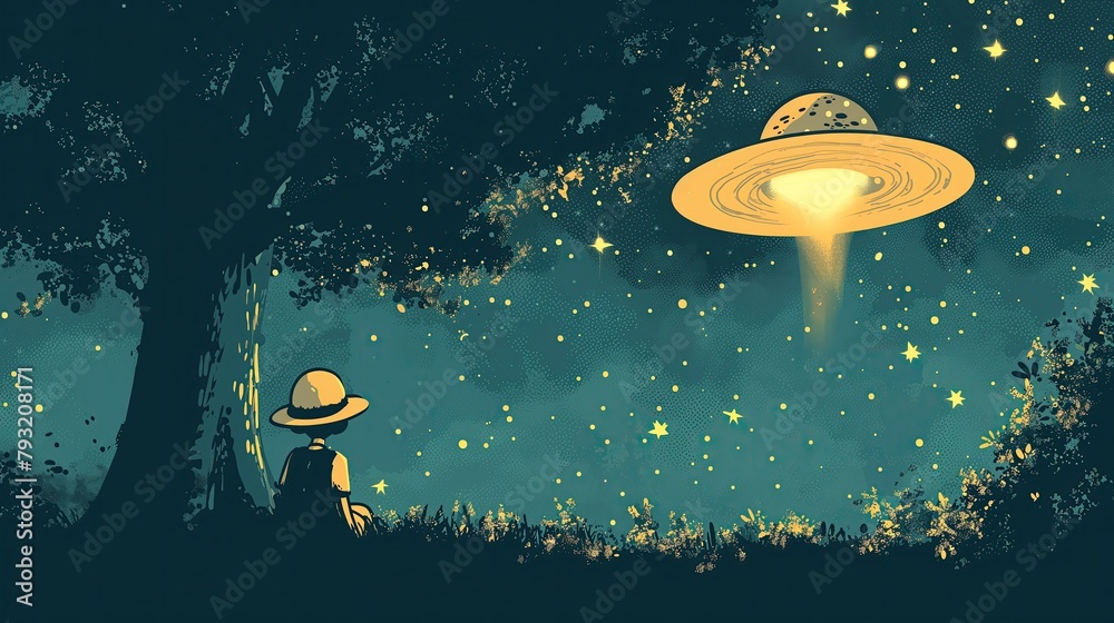 UFO Sighting Concept Backdrop Outdoor Landscape, Alien Encounter ...